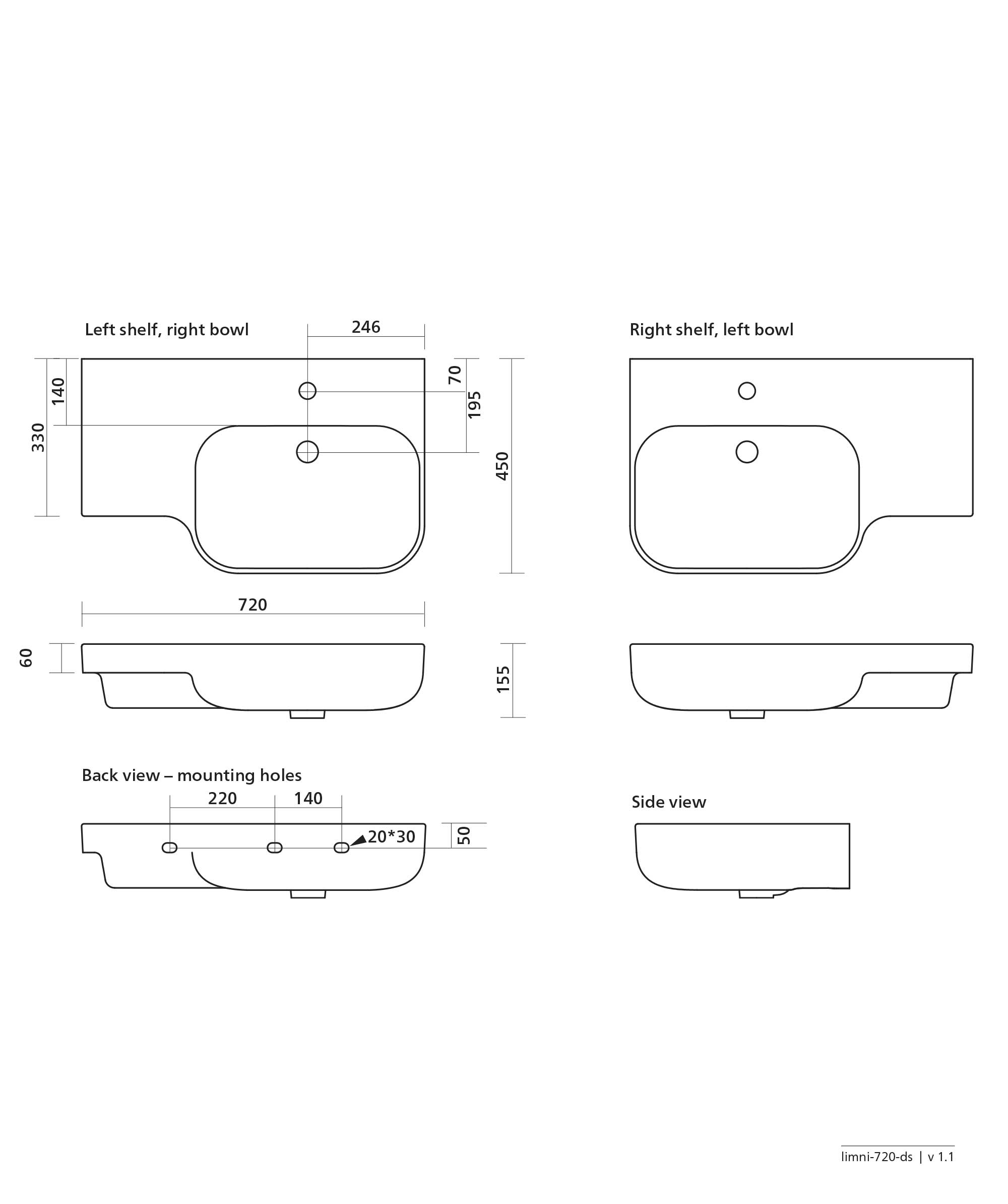 Limni 720 Care ceramic basin - White Gloss | Seima