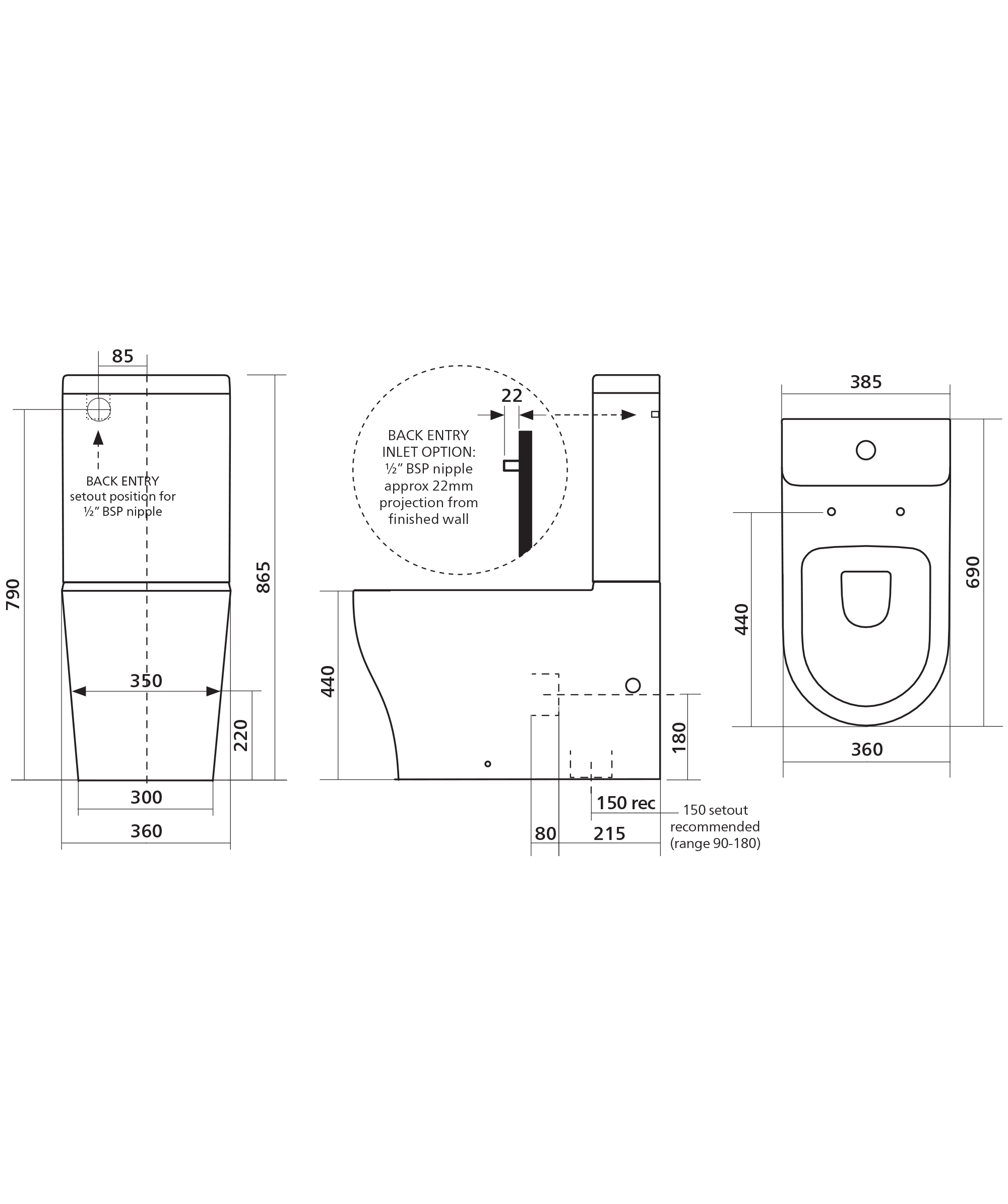 Limni Wall Faced toilet suite - choice of seats | Seima