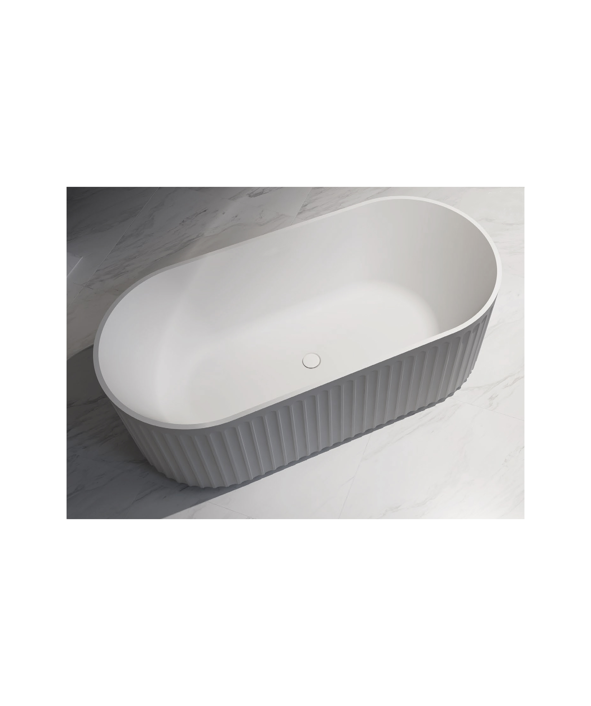 Cleo 100 fluted freestanding bath - White Gloss - no overflow | Seima