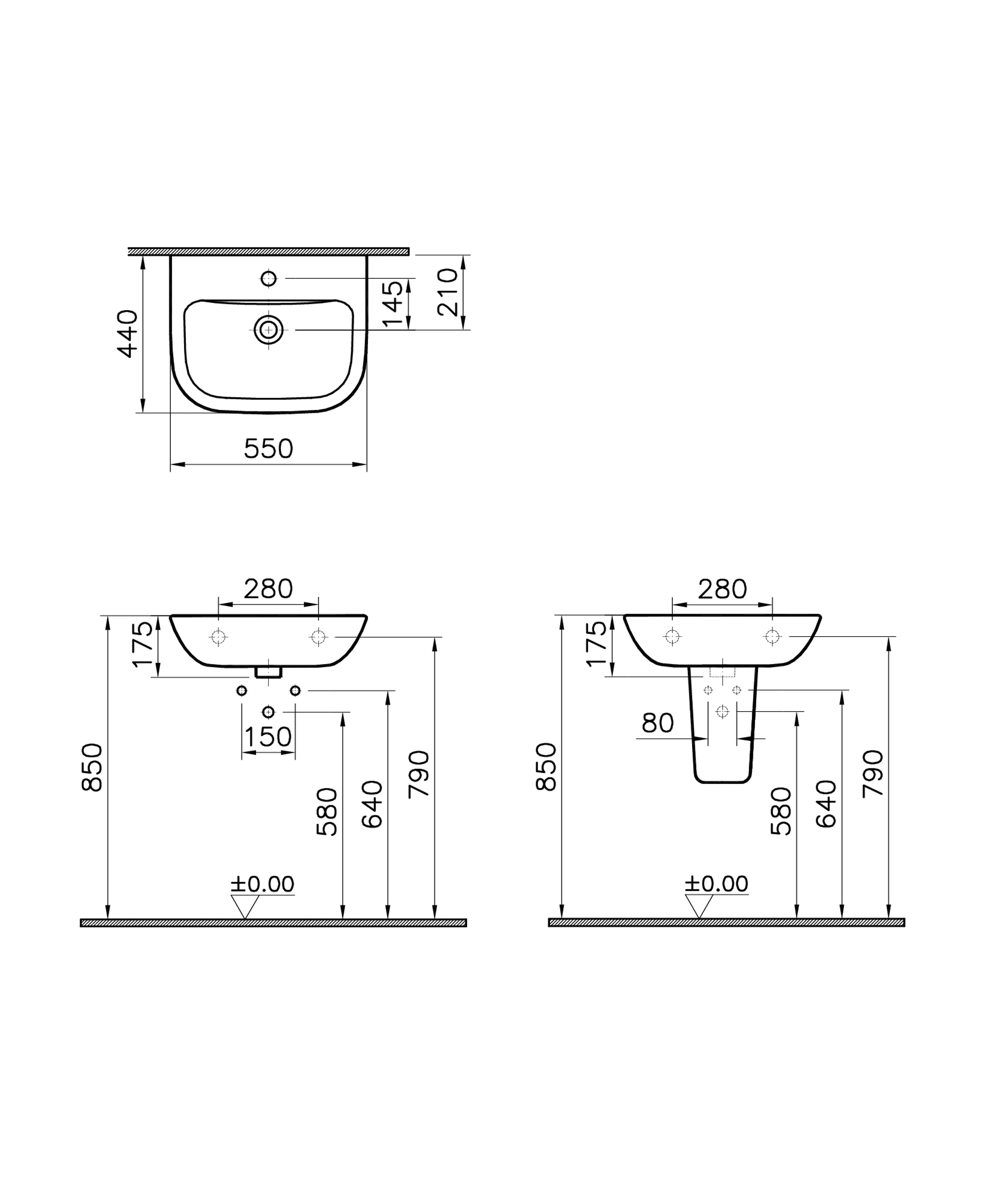 Chios 550 Care ceramic basin - White Gloss | Seima